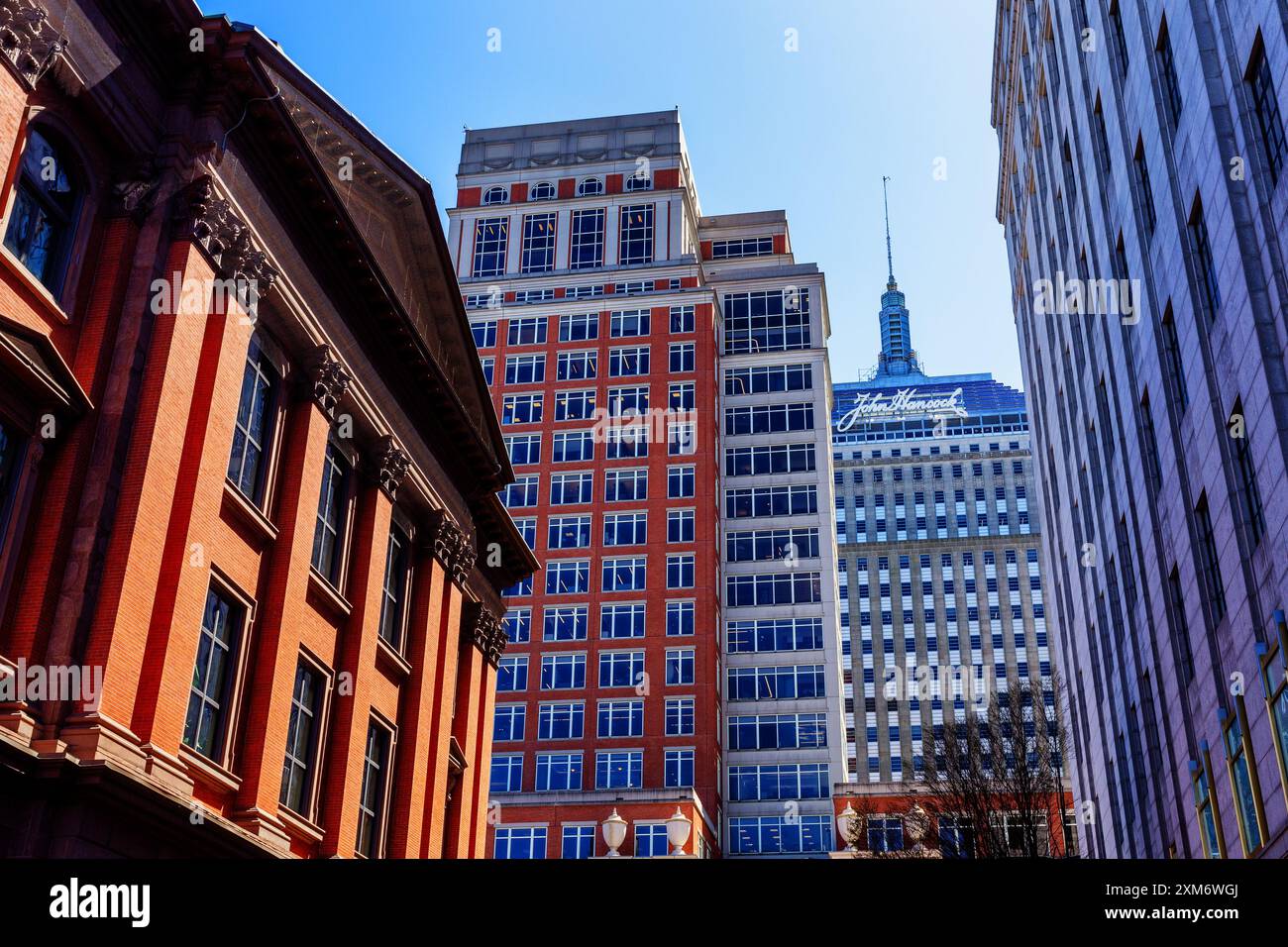 Boston, Massachusetts, USA - April 16, 2024: Buildings along Boylston ...