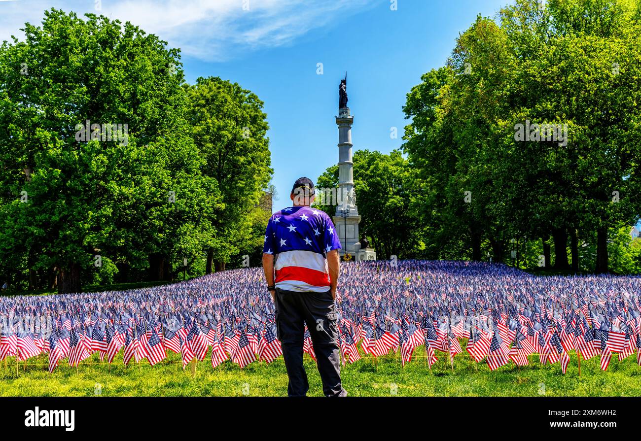 Boston, Massachusetts, USA - May 24, 2024: An American military veteran ...