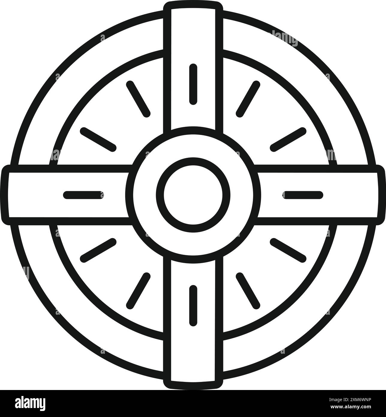 Simple circular celtic cross symbol is depicted with knotted lines ...