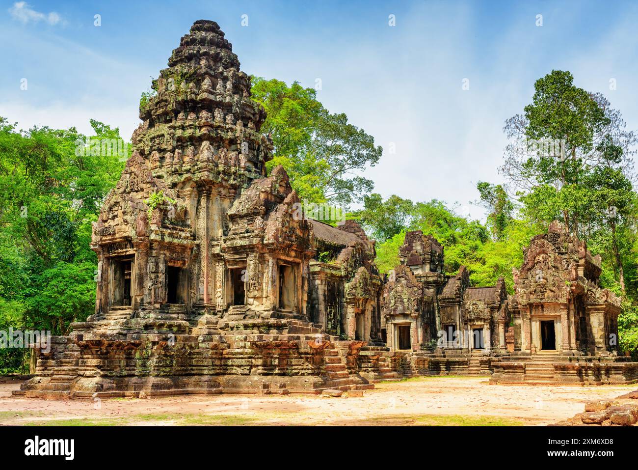 View of main tower of ancient Thommanon temple, Angkor, Cambodia Stock ...
