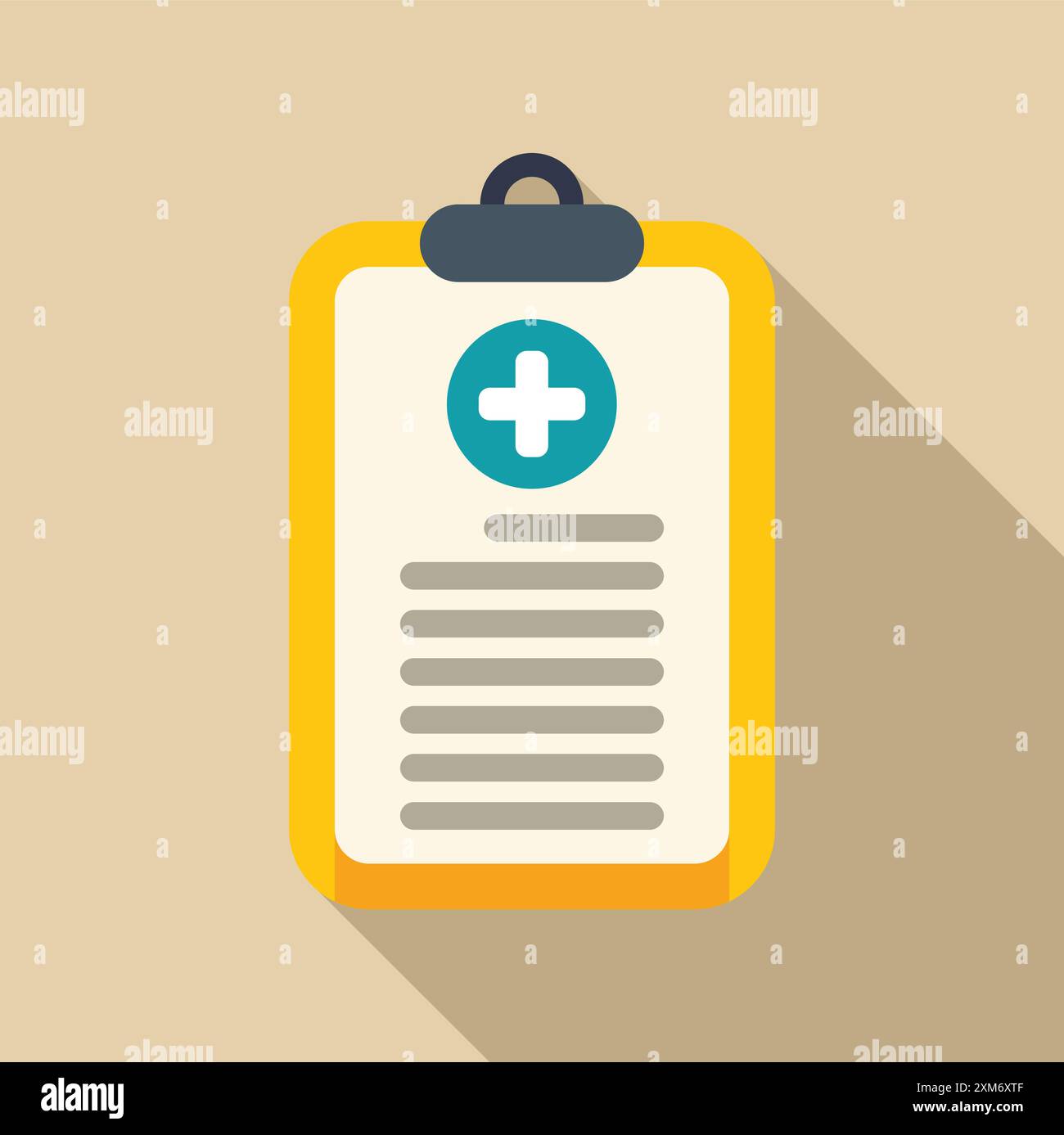 Medical report is displayed on a clipboard, featuring a prominent cross ...