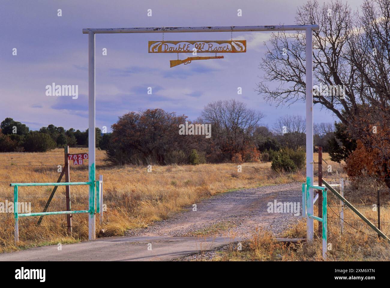Wrought iron ranch gate near Manzano State Park in Torrance County, New ...