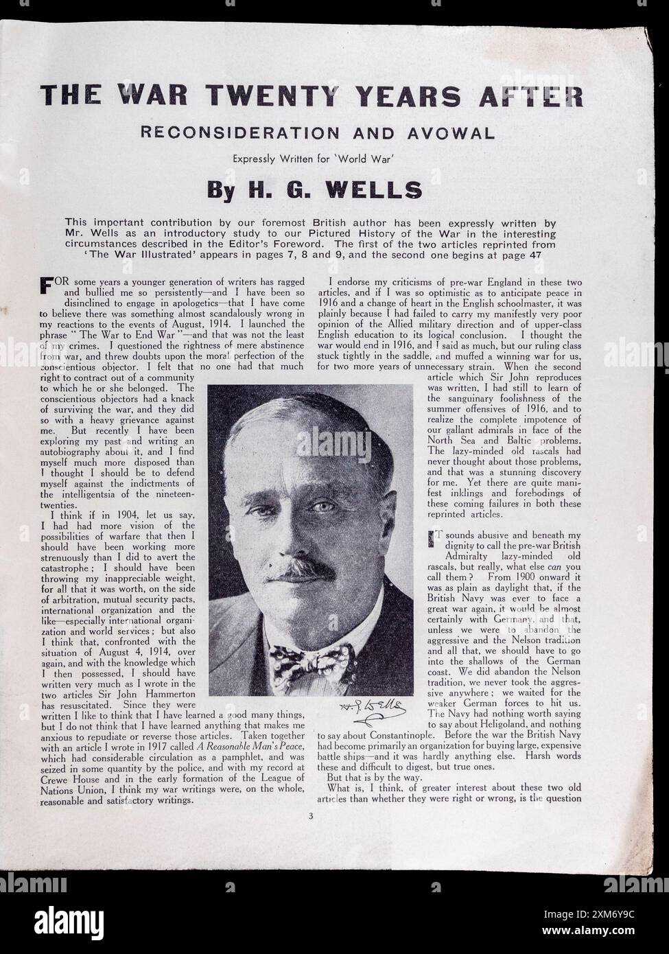 "War Twenty Years After" article written by H.G. Wells in Part 1 of ...