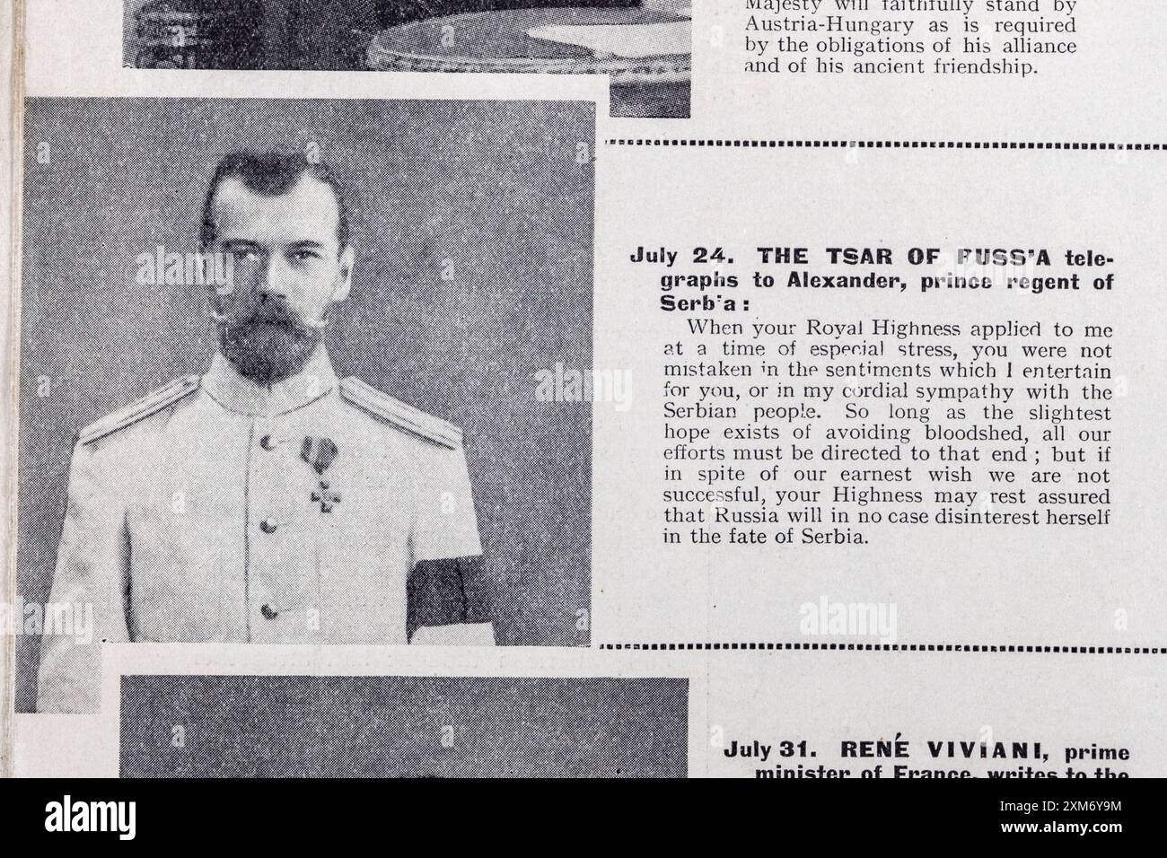 Words of The Tsar of Russia in Part 1 of World War 1914-1918 A Pictured ...