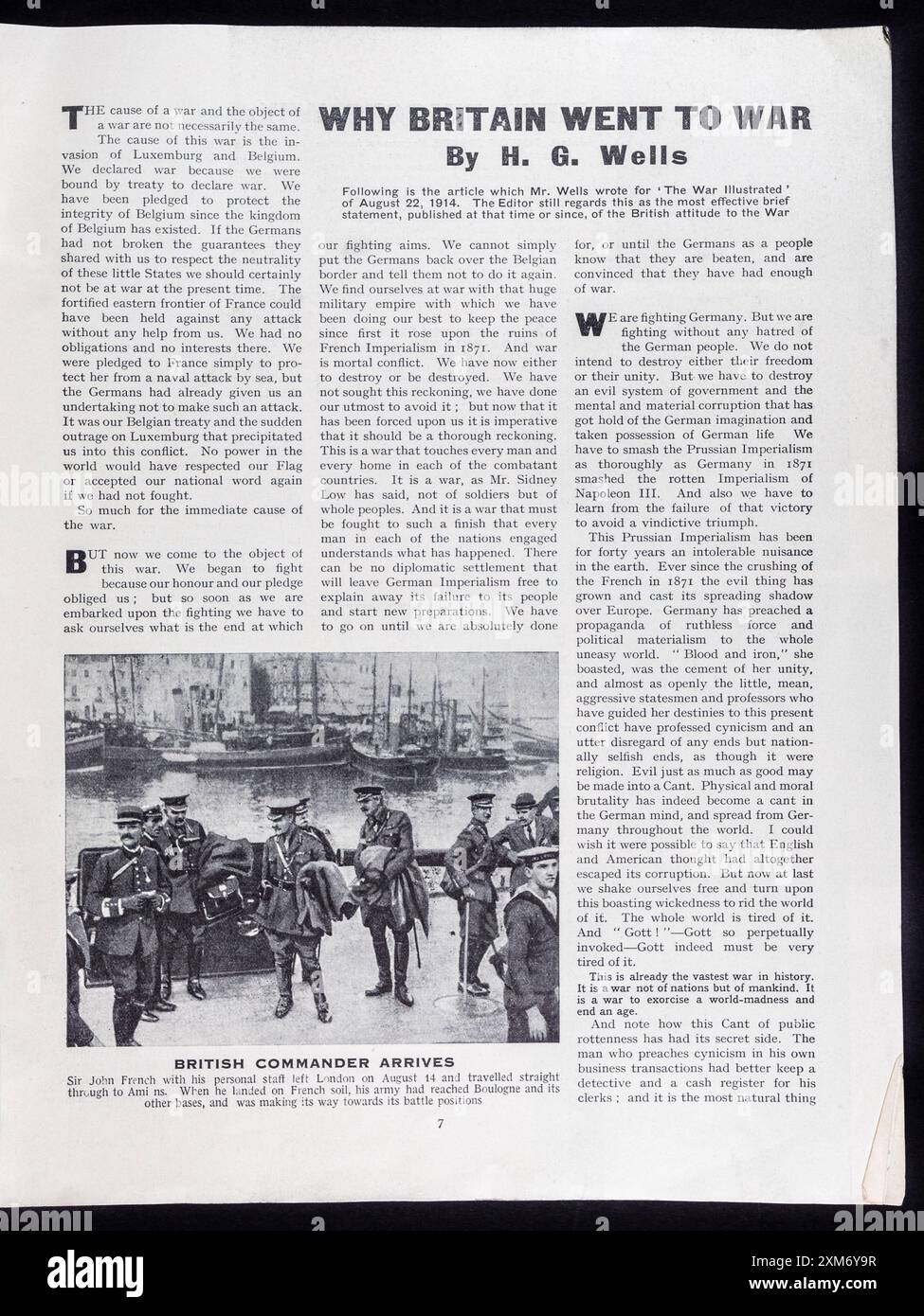 "Why Britain Went to War" article by H.G.Wells in Part 1 of World War ...