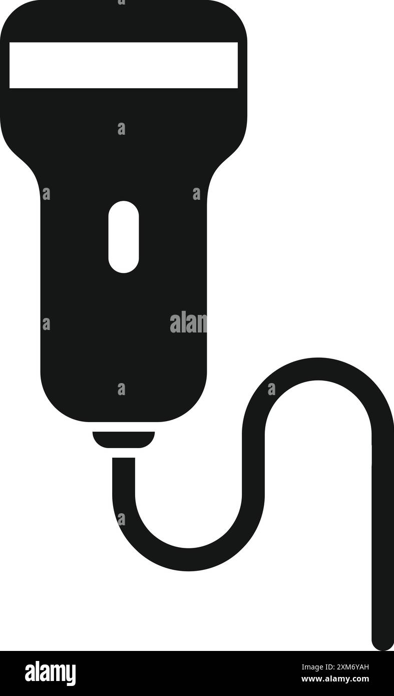 Simple icon of a wired barcode scanner used in retail for inventory and ...