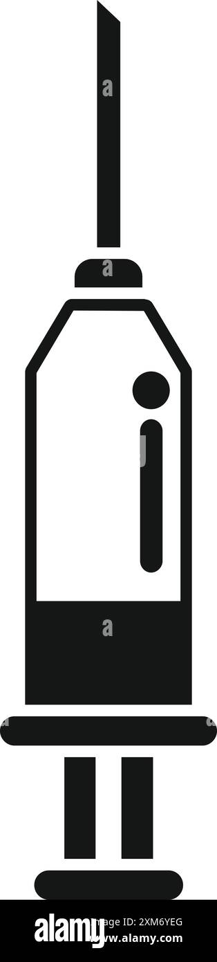 Simple black and white icon of a medical syringe, perfect for ...