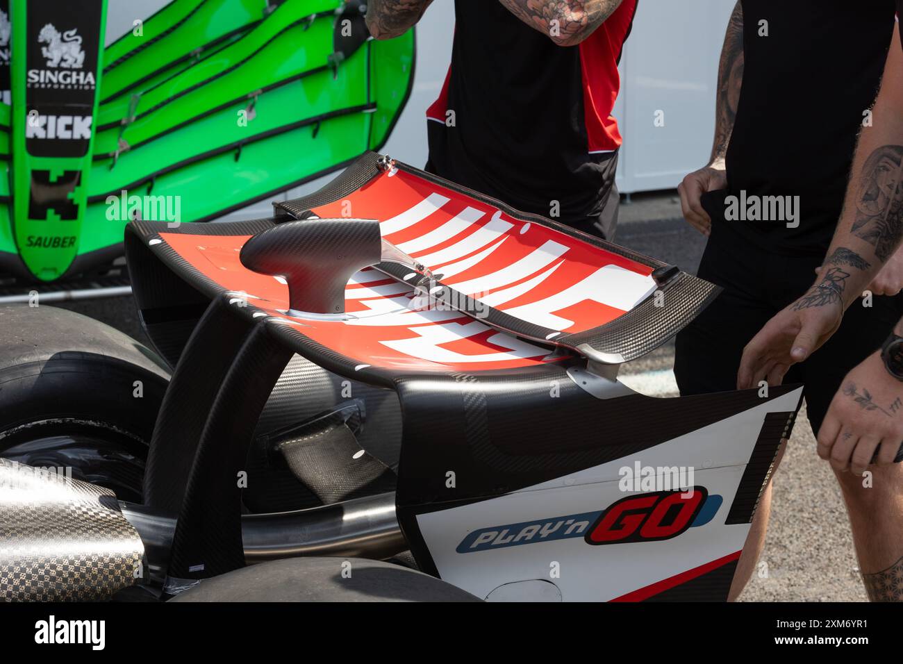 Haas F1 Team VF-24 Ferrari, Mechanical detail rear wing during the ...