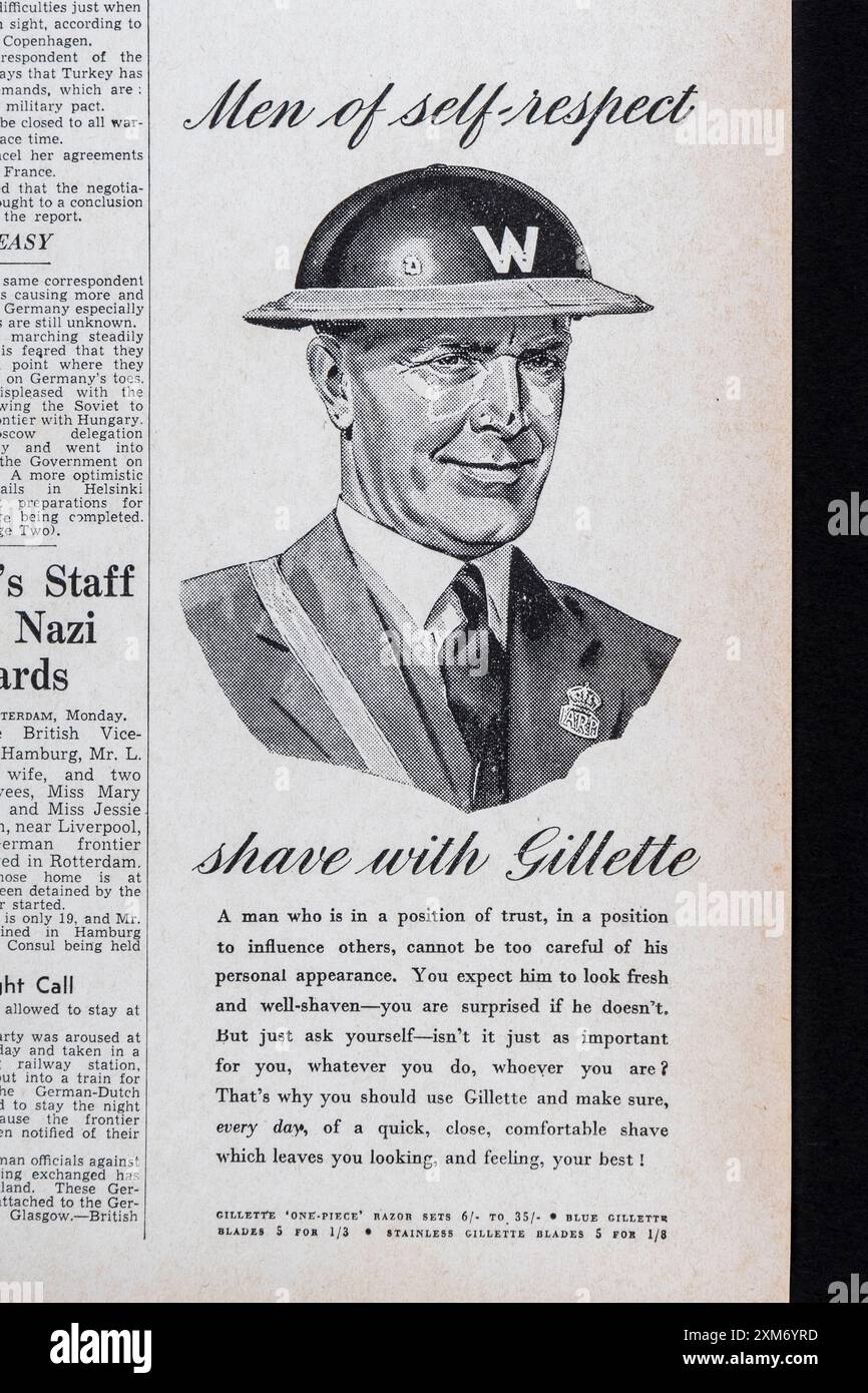 Advert for Gillette razor set on the front page of the Daily Mail ...