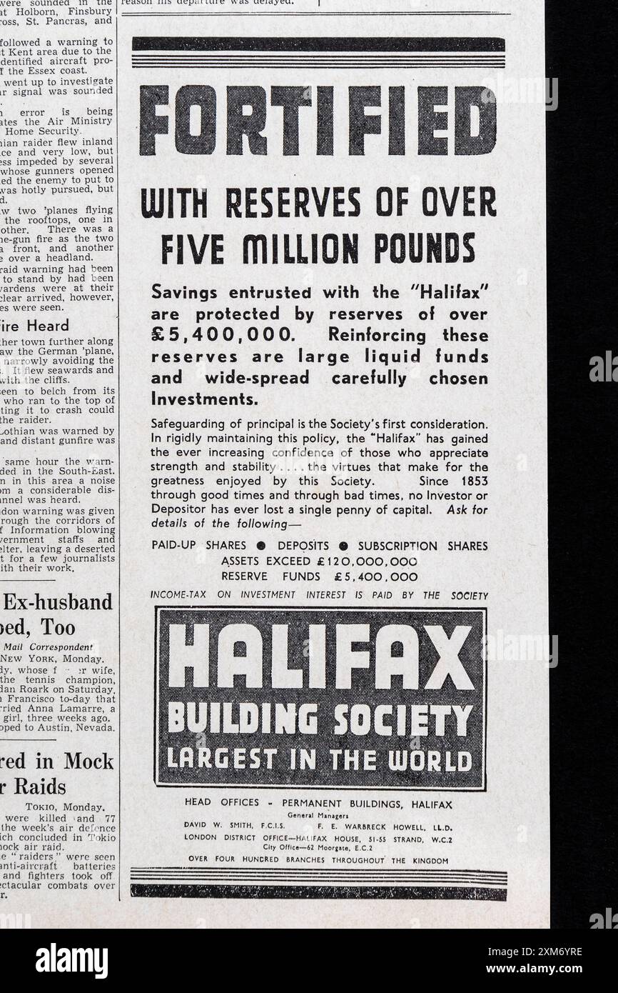 Advert for saving with the Halifax Building Society on the front page ...