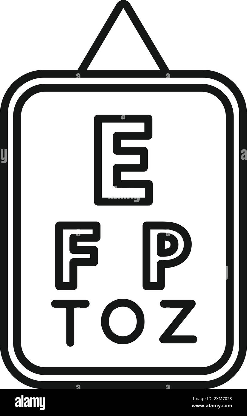 Line drawing of an eye exam chart hanging on a wall, representing ...