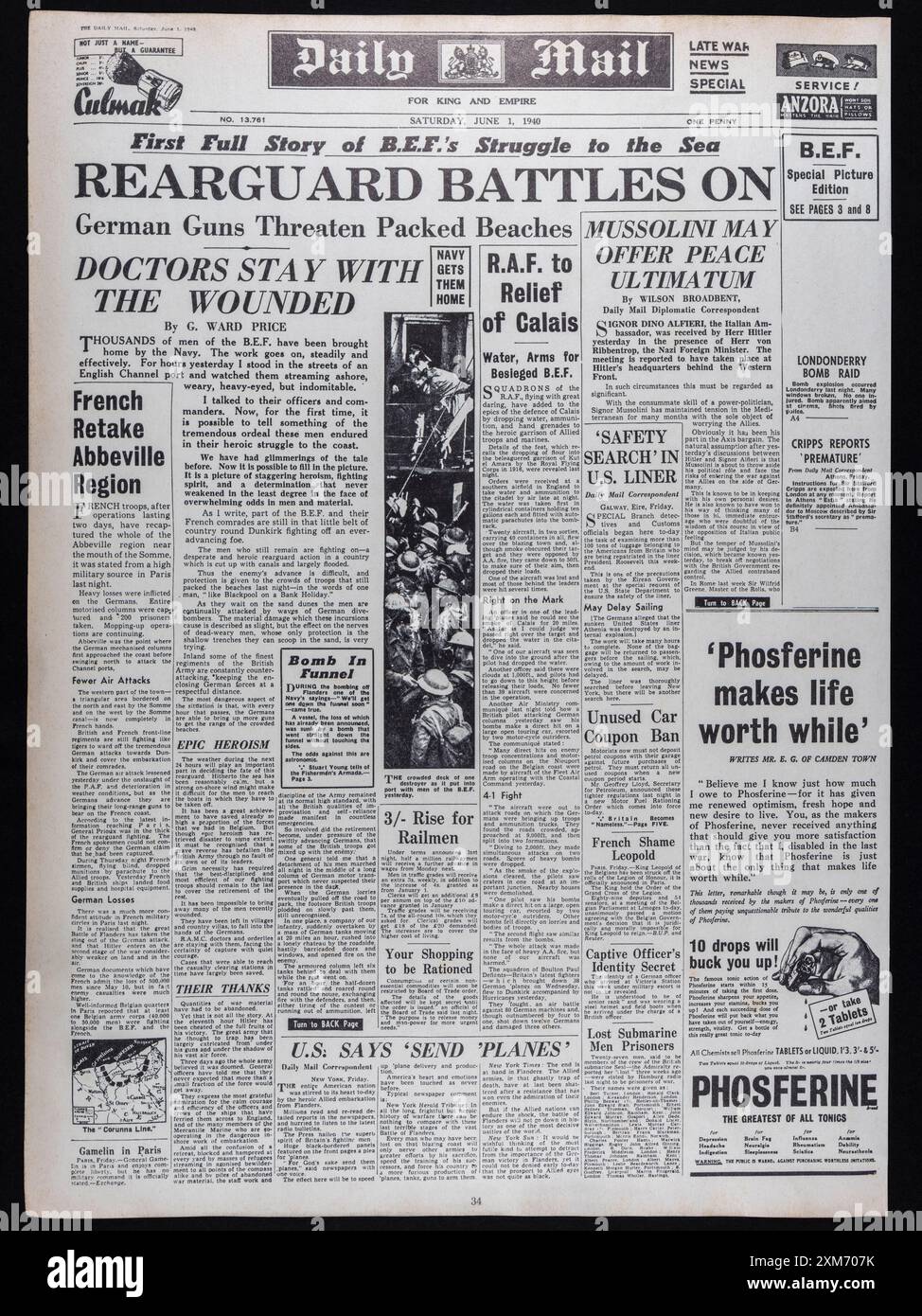 "Rearguard Battles On" headline on the front page in the Daily Mail ...