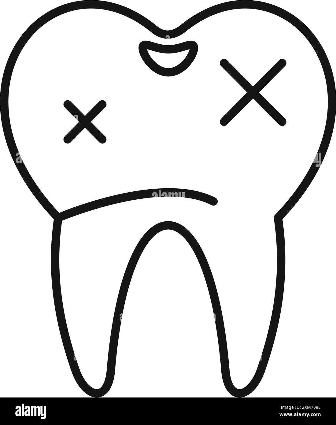 Line art icon of a tooth with cavities needing to be seen by a dentist ...