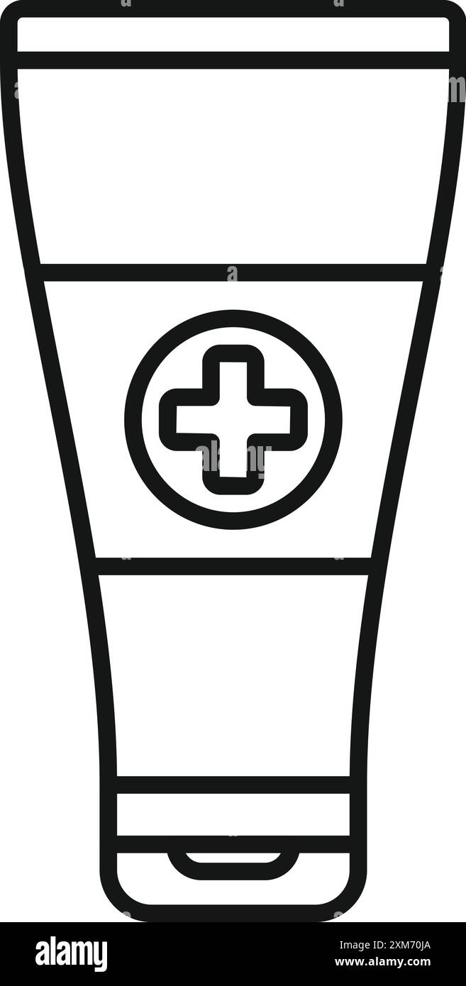 Simple line drawing of a tube, containing medical cream and showing the ...