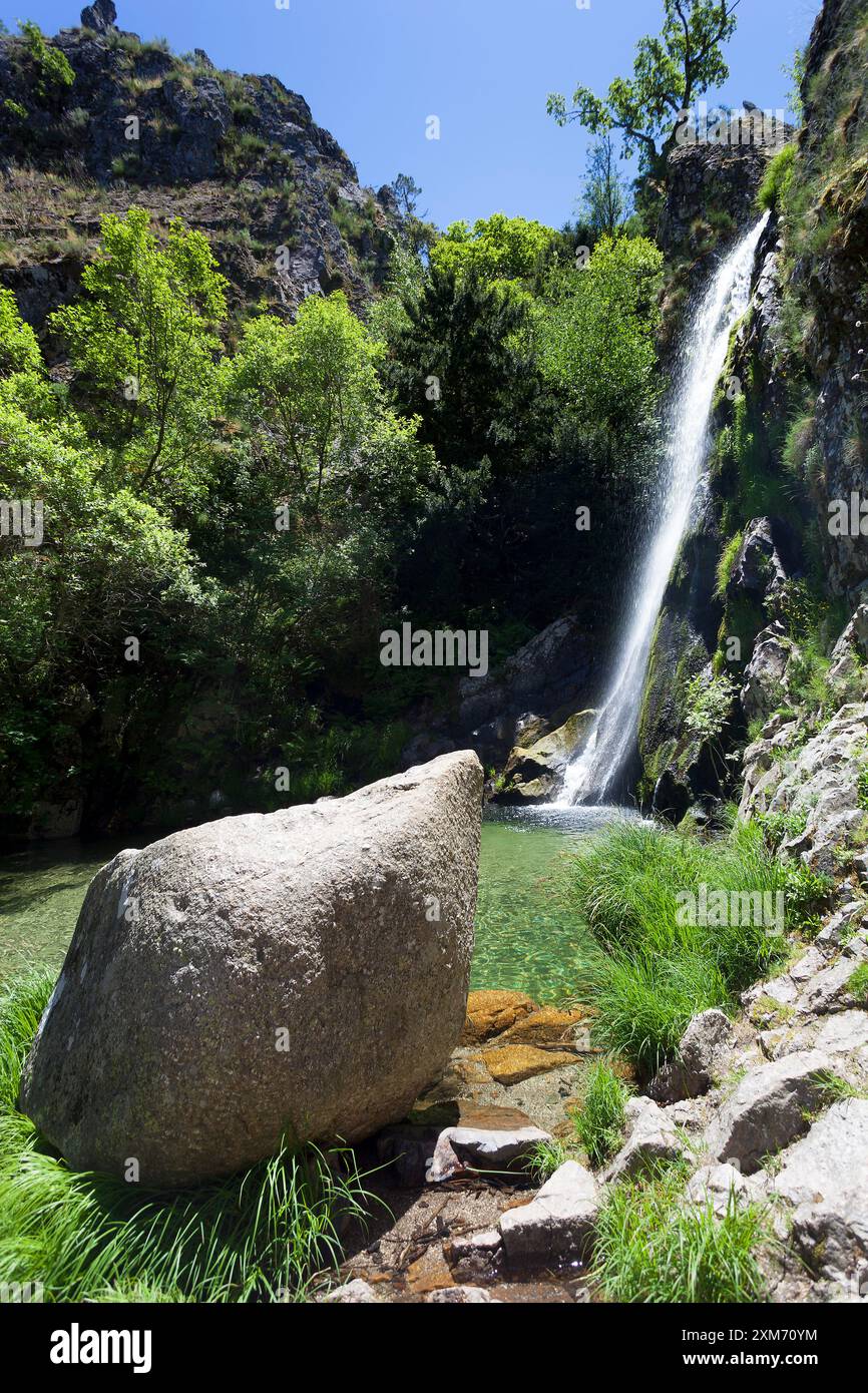 Poco do Inferno waterfall, Serra da estrela, Portugal Stock Photo - Alamy