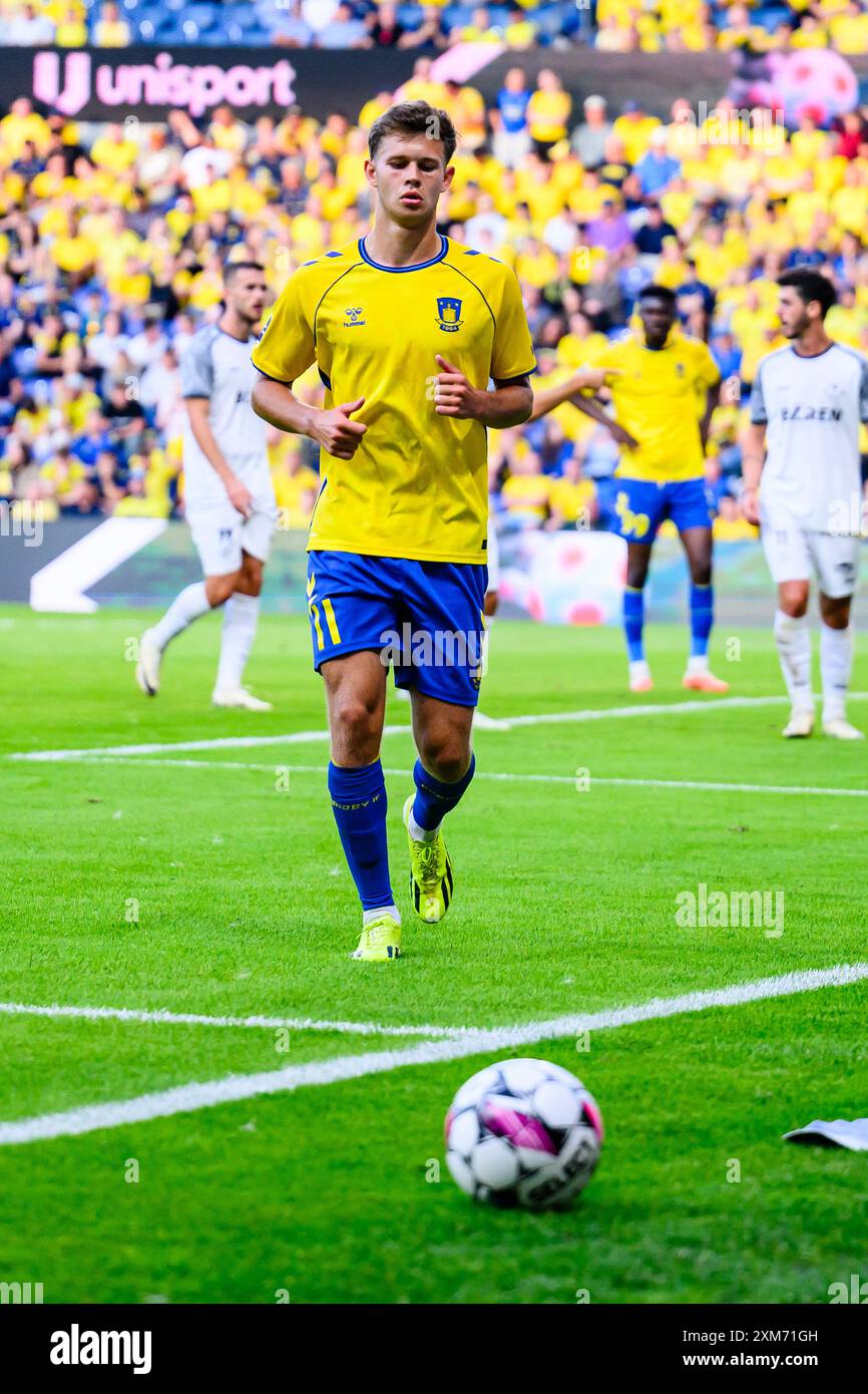 Broendby, Denmark. 25th July, 2024. Filip Bundgaard (11) of Broendby IF ...