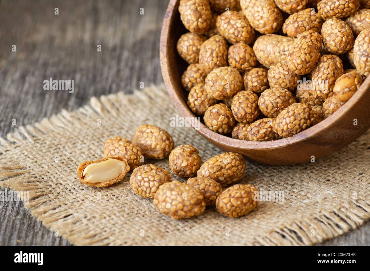 Sesame coated peanuts with honey and molasses, traditional turkish nut ...