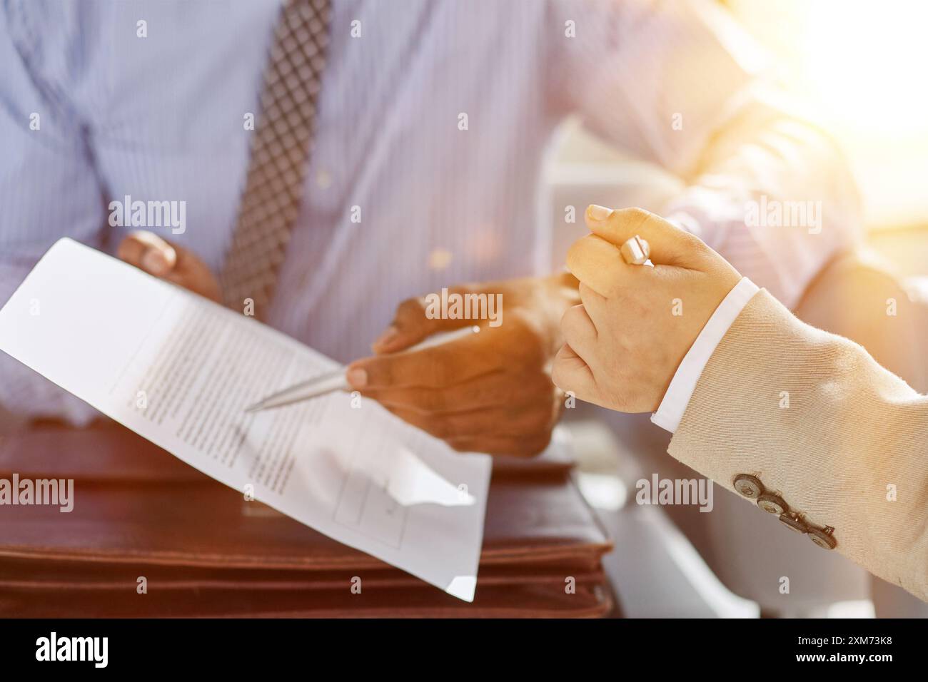 Lawyer, broker or HR manager signing a contract agreement with client ...