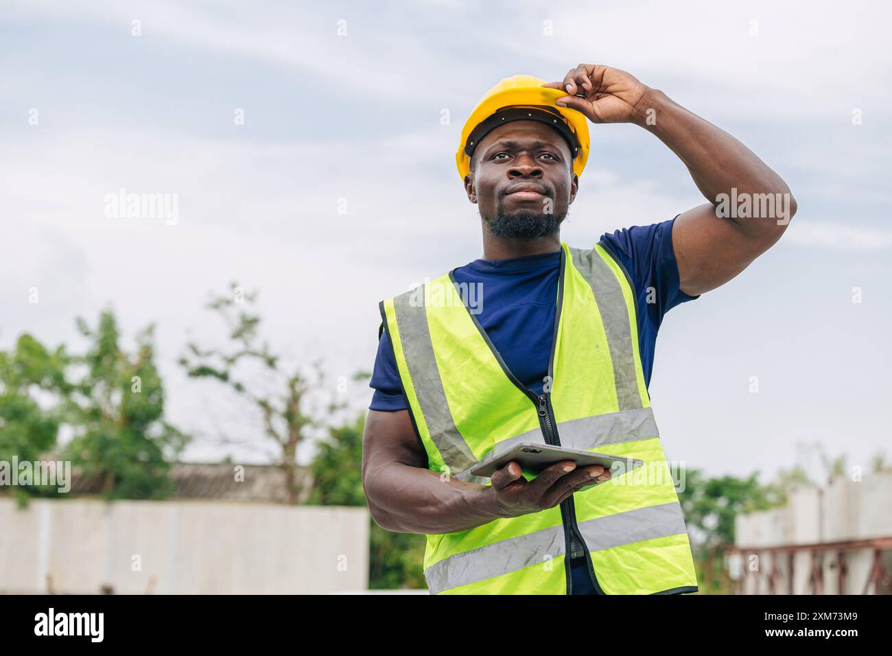 Portrait African black smart engineer worker foreman supervisor ...