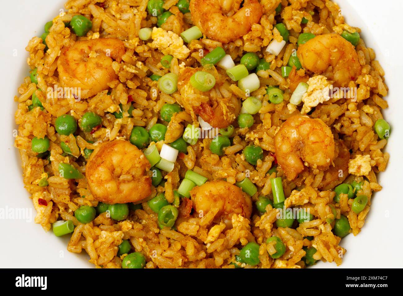 Spicy King Prawn & Egg Singapore-Style Fried Rice, from above Stock ...