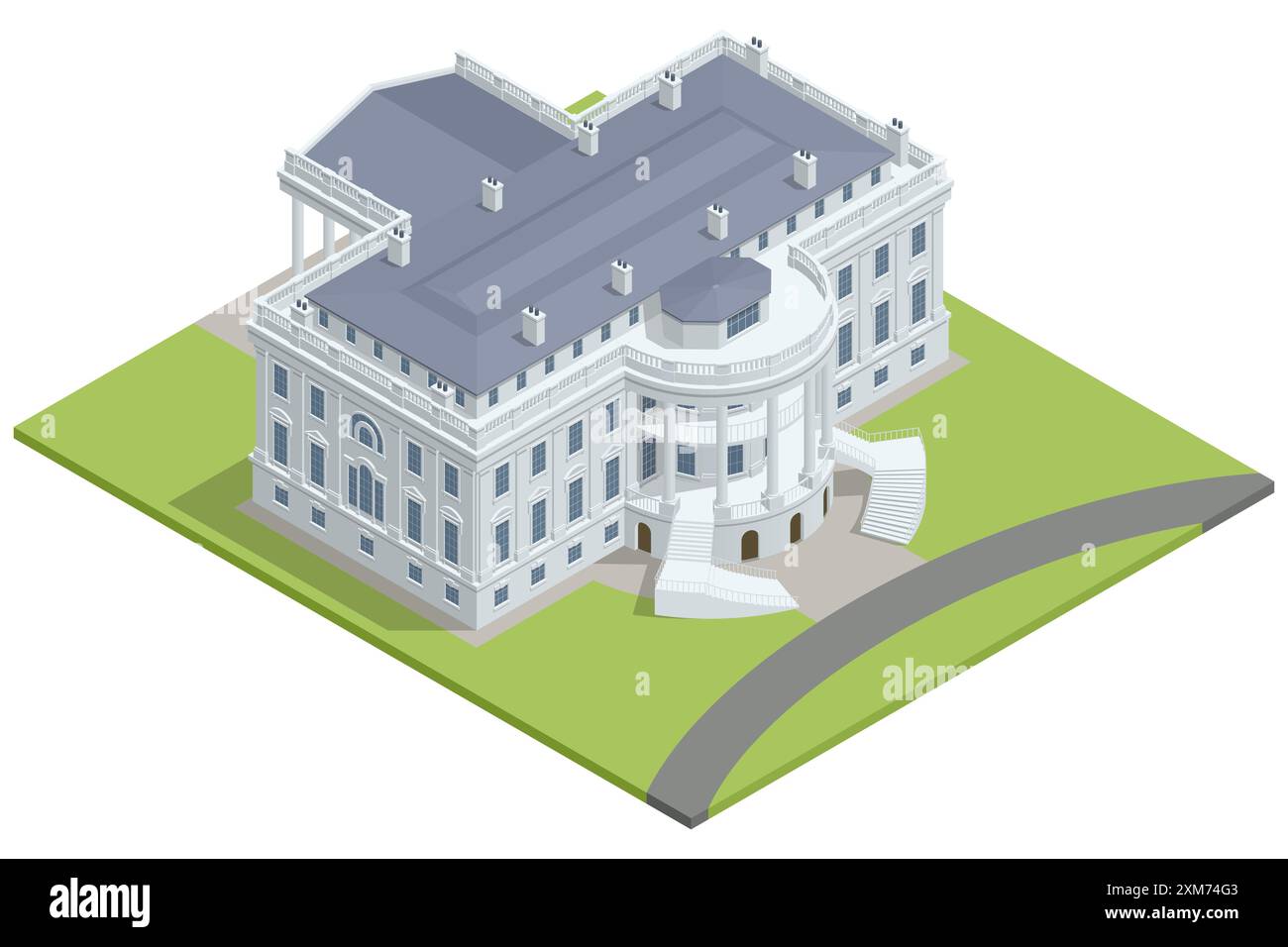 Isometric United States Capitol building with American flag, Washington ...