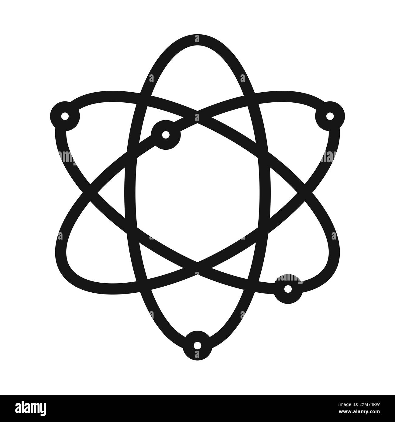 Atom scientific icon Black line art vector in black and white outline ...