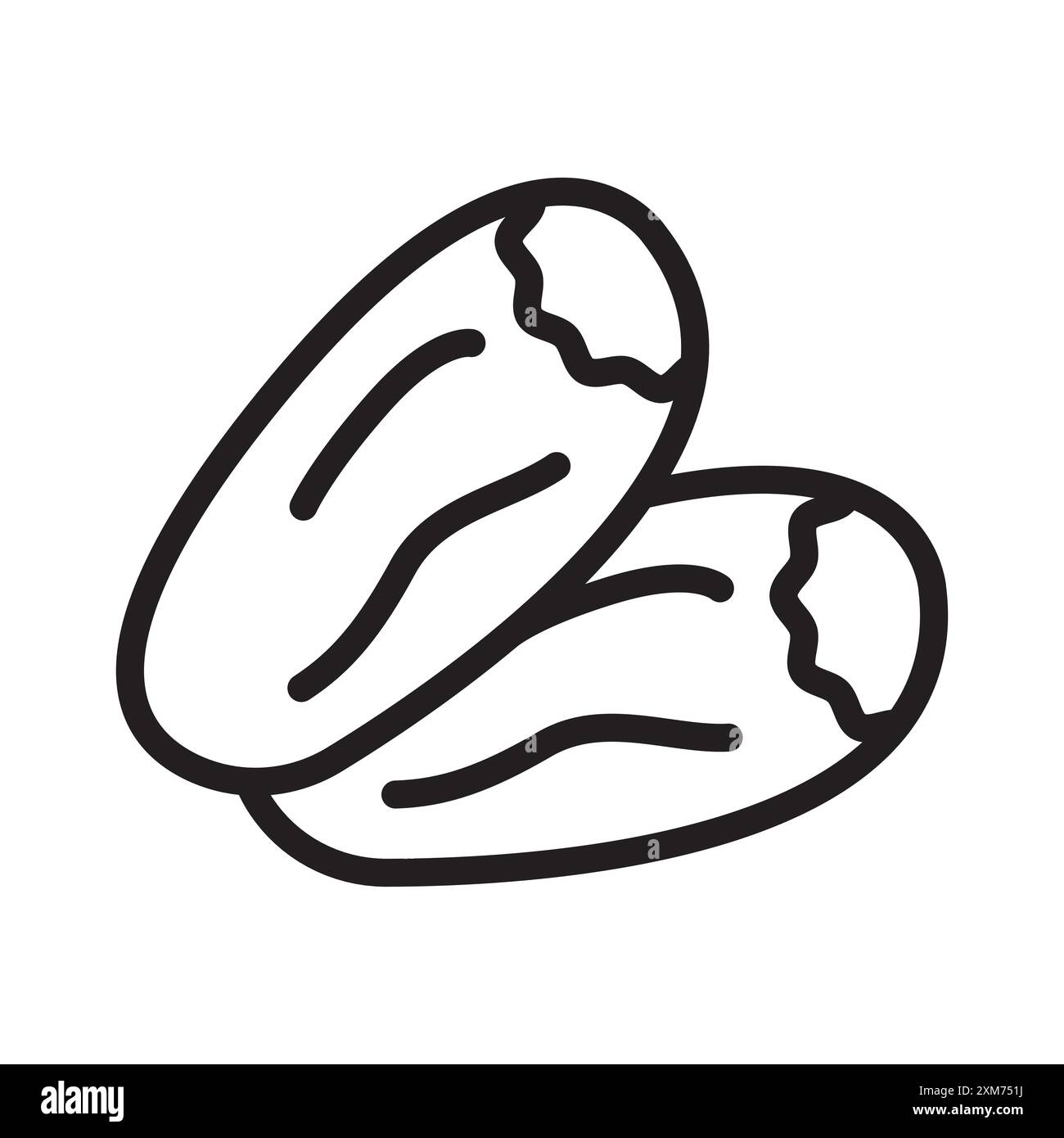 Arab date fruit icon Black line art vector in black and white outline ...