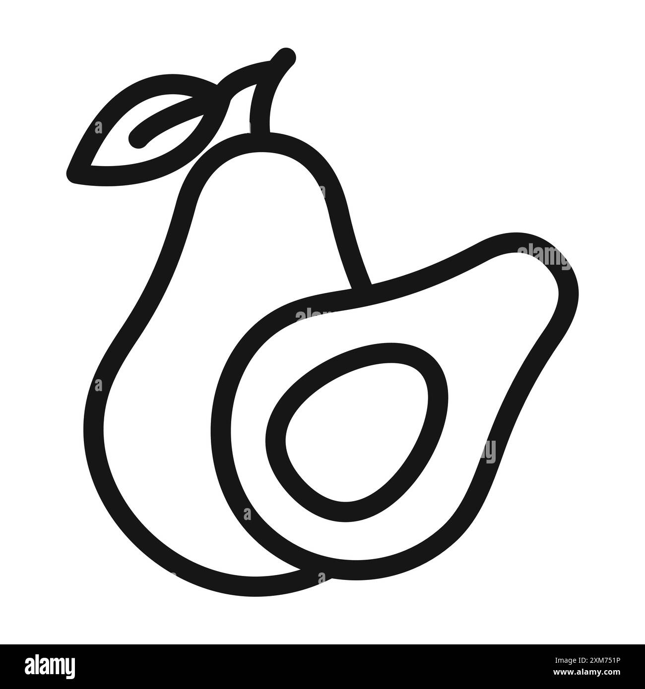 avocado icon Black line art vector in black and white outline set ...
