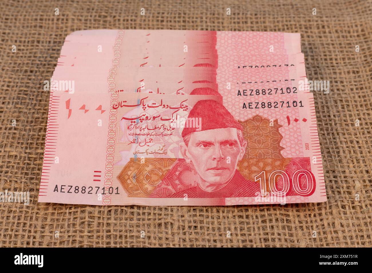 Mohammed Ali Jinnah, Portrait from Pakistan 100 Rupees Banknotes Stock ...