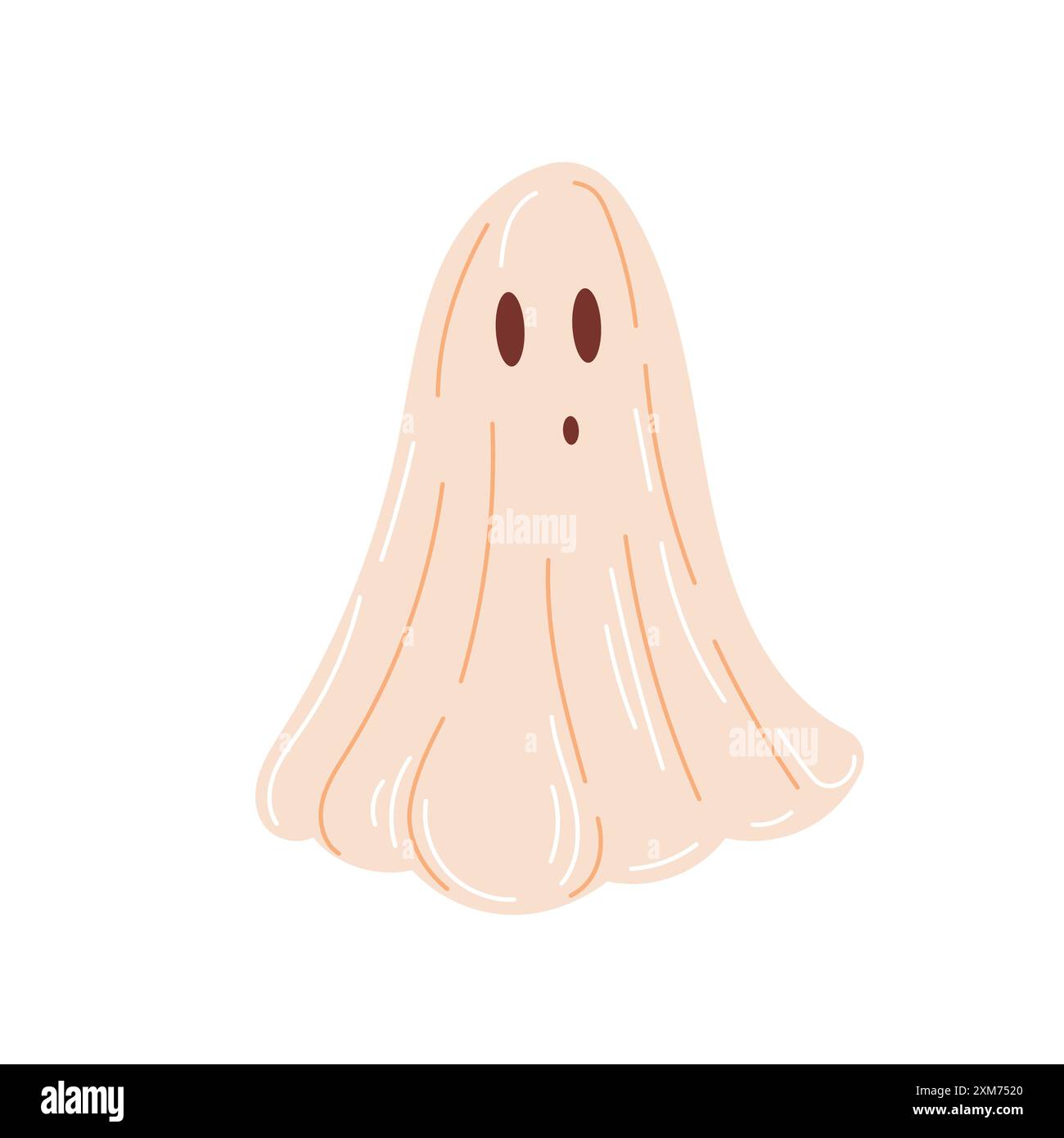 Halloween Ghost spirit surprised in flat style. Cute spooky character ...