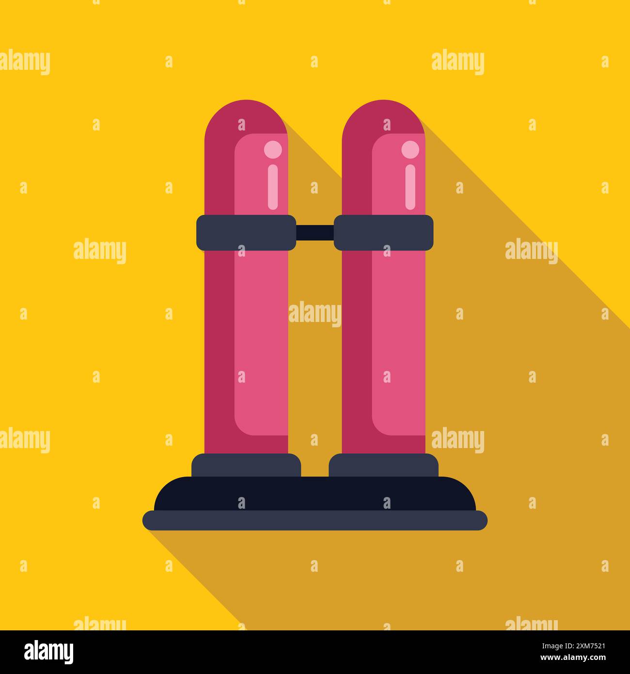 Oxygen tanks standing on yellow background, flat design icon with long ...