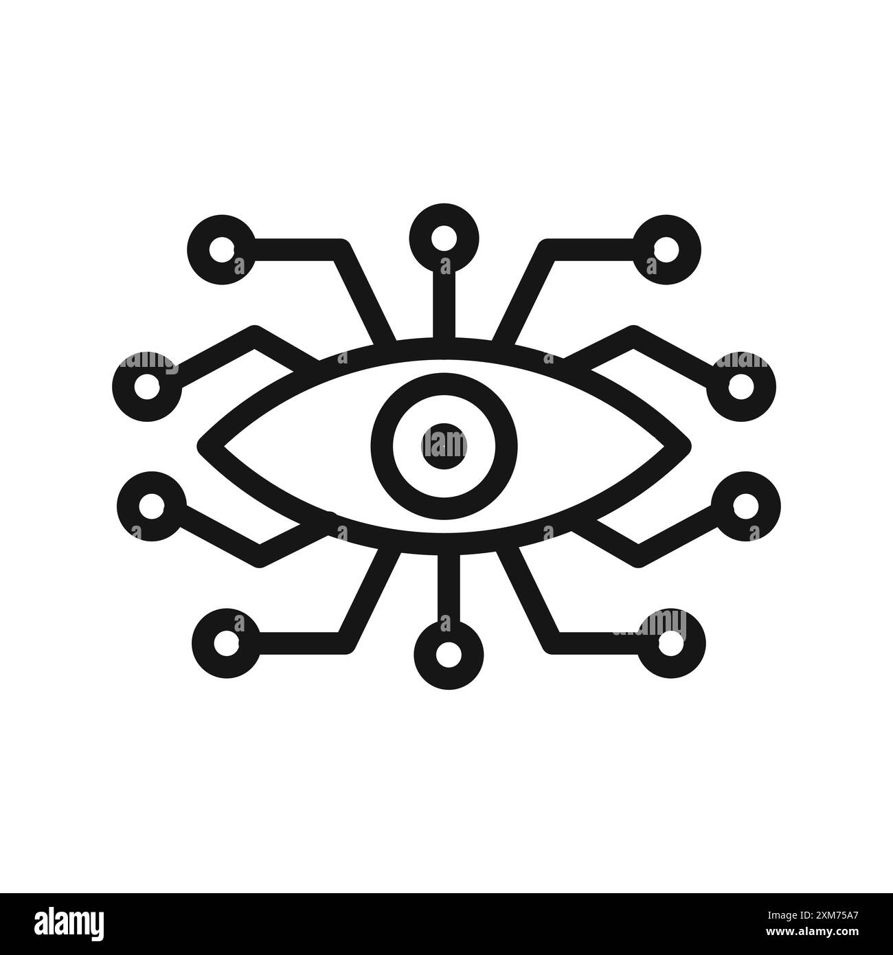 Bionic eye icon Black line art vector in black and white outline set ...