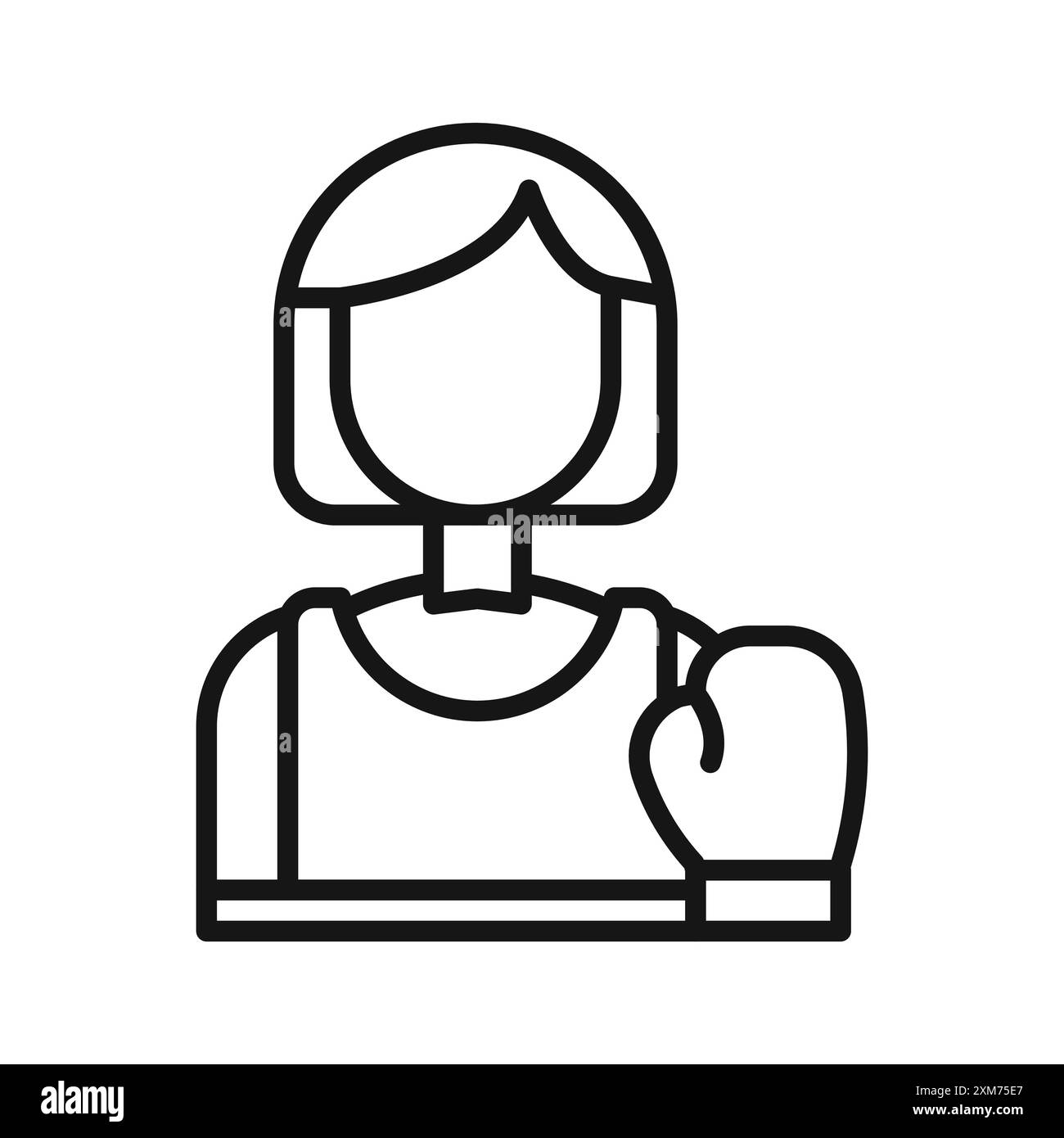 Boxer Woman Icon Black line art vector in black and white outline set ...