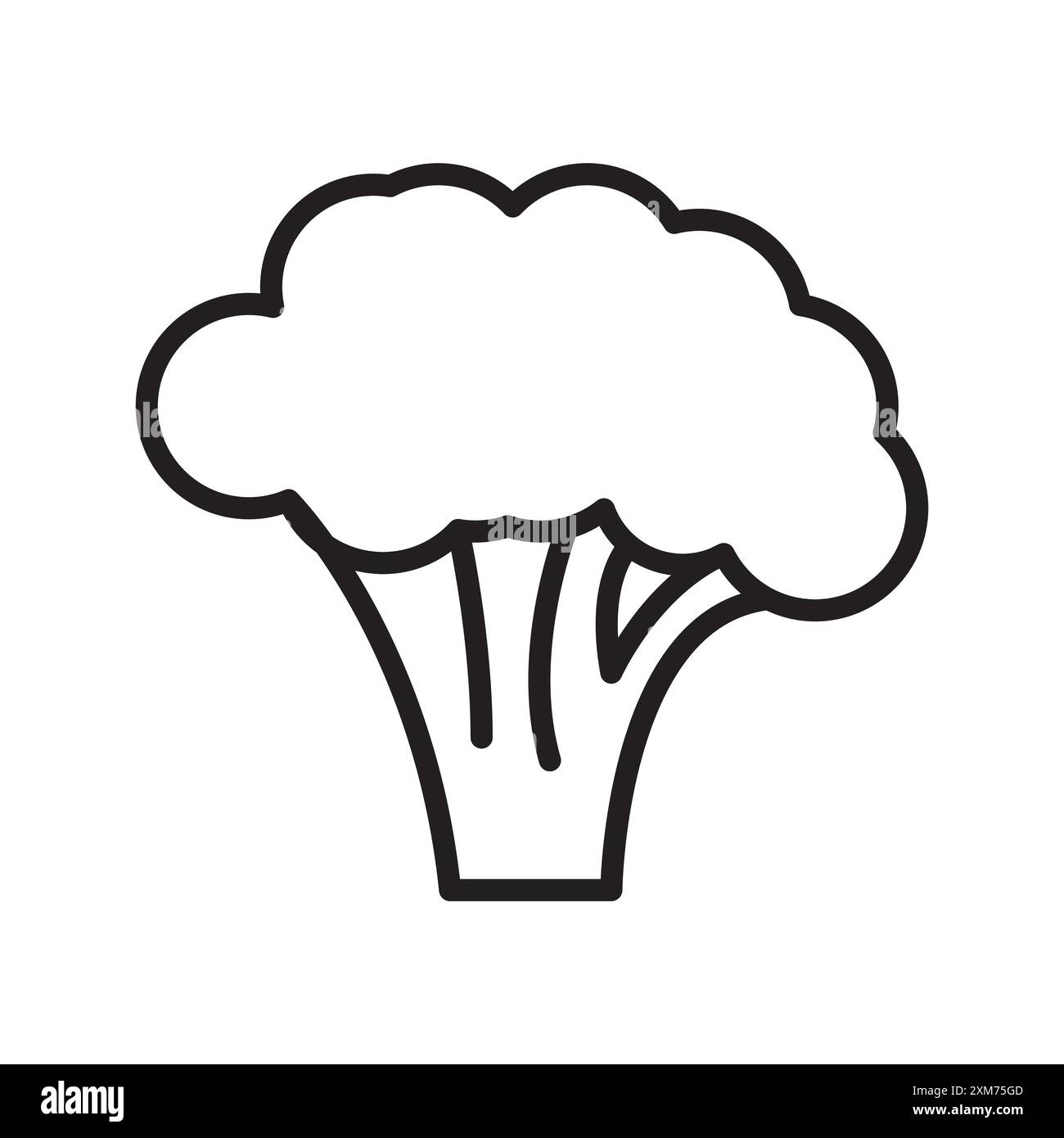 Broccoli icon (2) Black line art vector in black and white outline set collection sign Stock ...