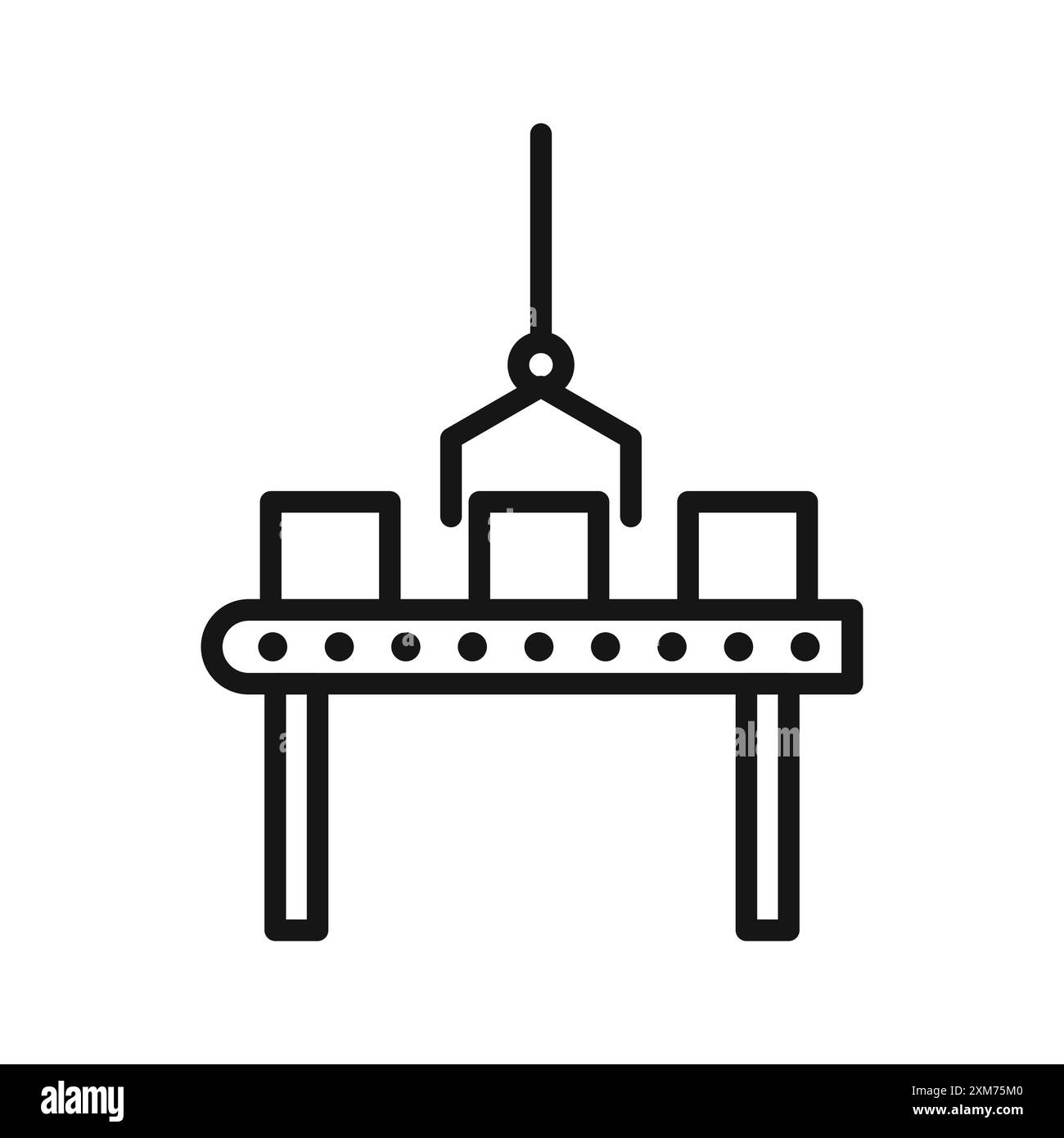 Assembly line icon Black line art vector in black and white outline set collection sign Stock ...