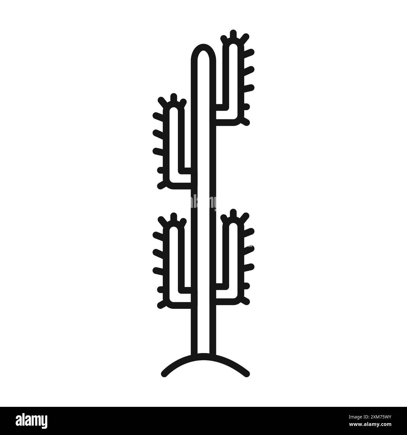 Cactus icon Black line art vector in black and white outline set ...