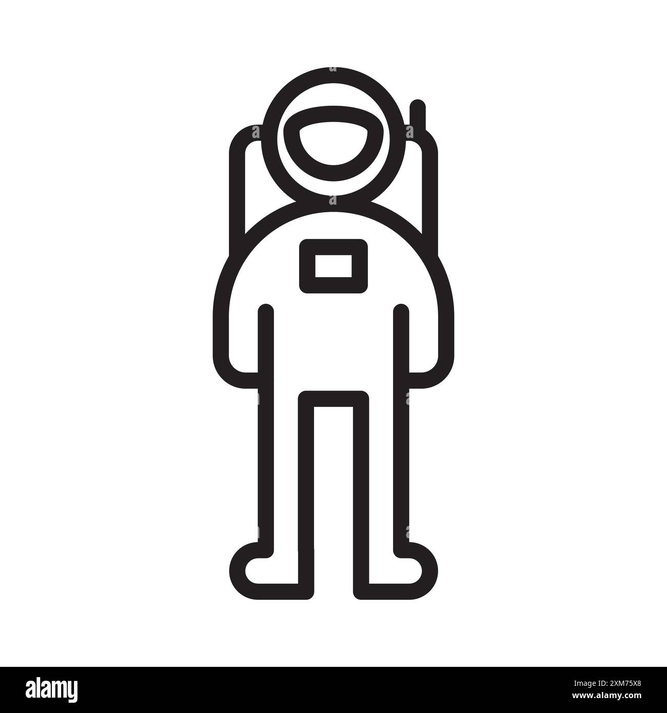 Astronaut or cosmonaut icon Black line art vector in black and white outline set collection sign ...