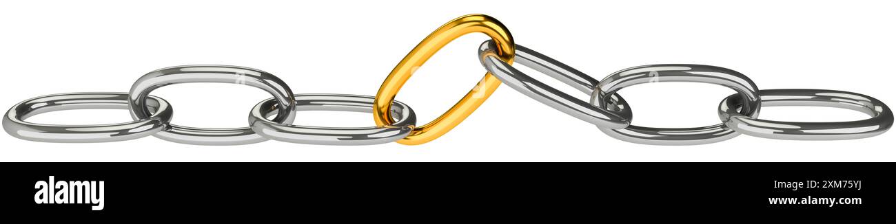 Strained chain from metal. Connection concept. isolated on white Stock ...