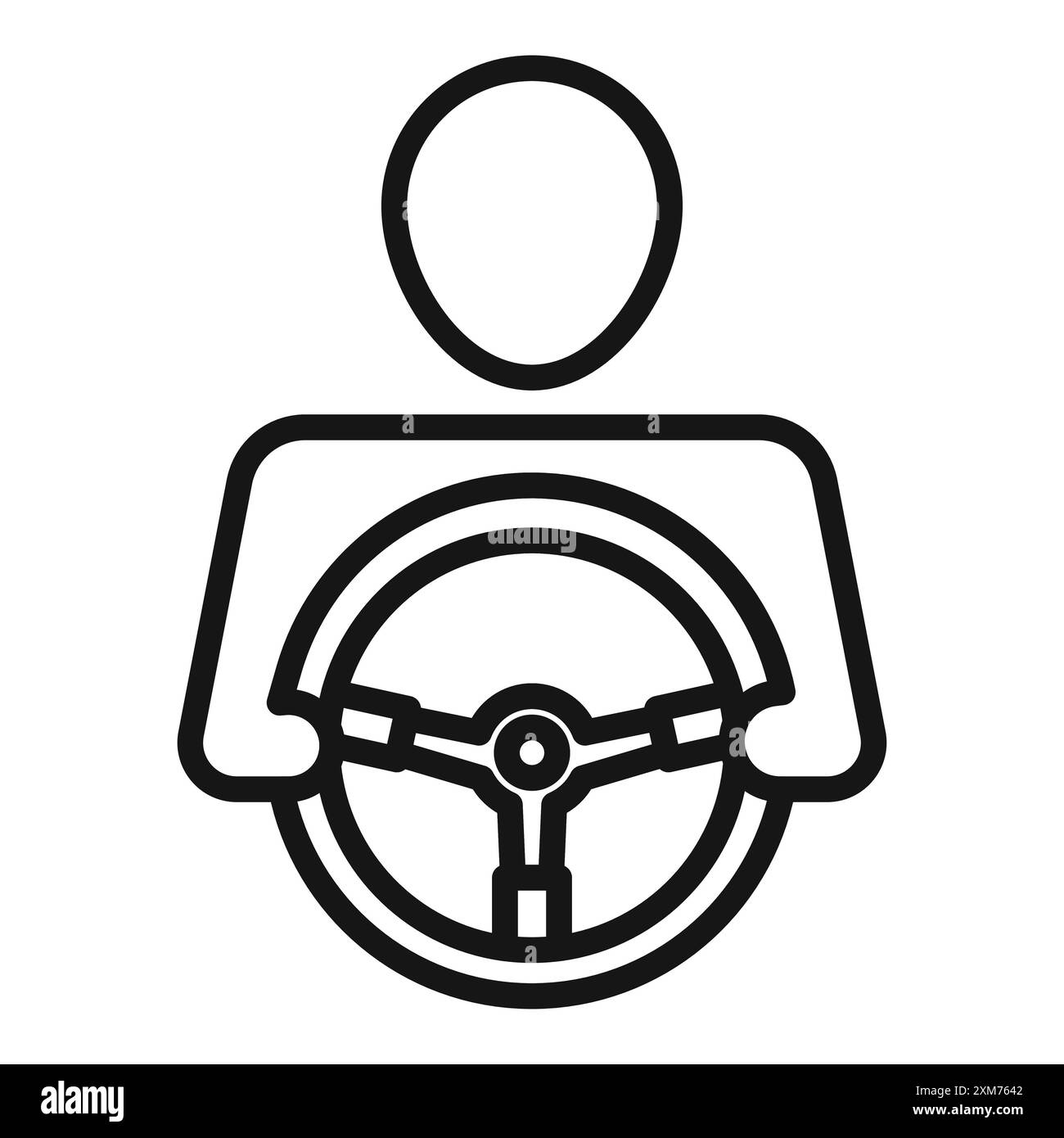car driver icon Black line art vector in black and white outline set ...