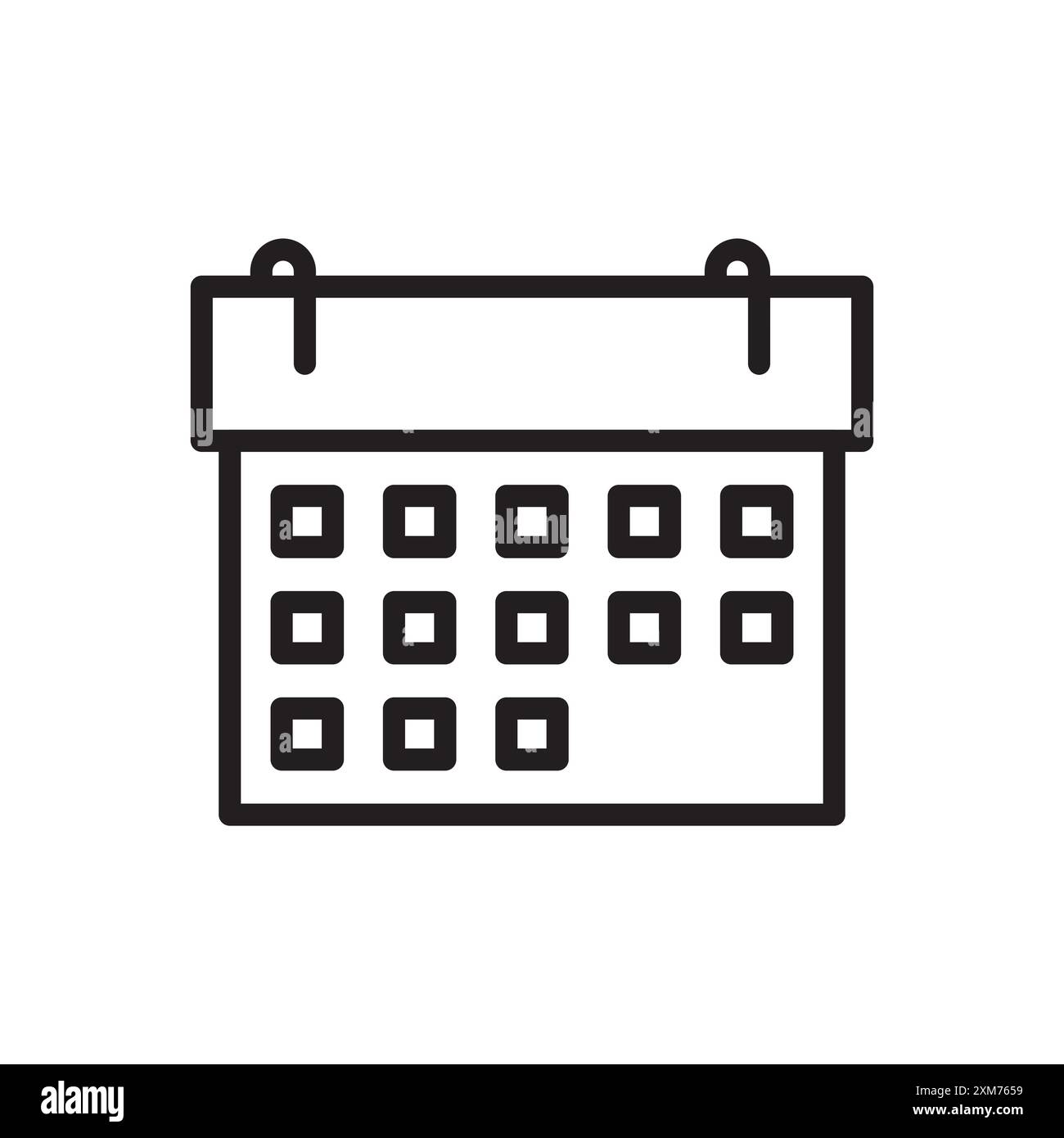 Calendar icon Black line art vector in black and white outline set ...