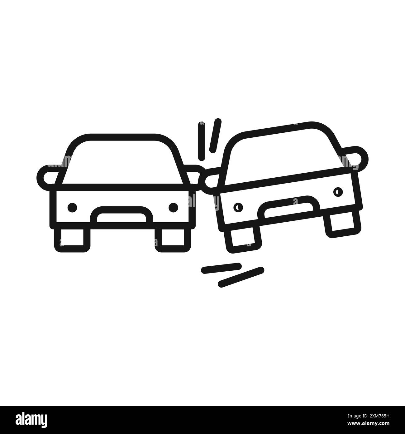 car side crash icon Black line art vector in black and white outline set collection sign Stock ...