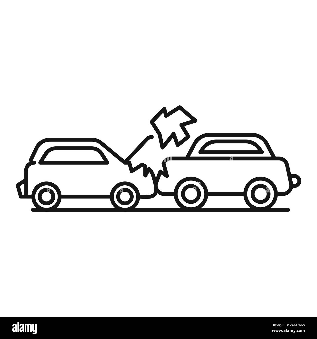 car accident icon Black line art vector in black and white outline set ...