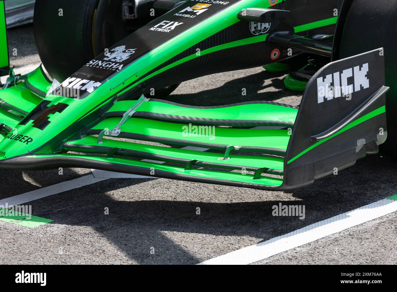Stavelot, Belgium, 26/07/2024, Stake F1 Team Kick Sauber C44, mechanical detail front wing ...