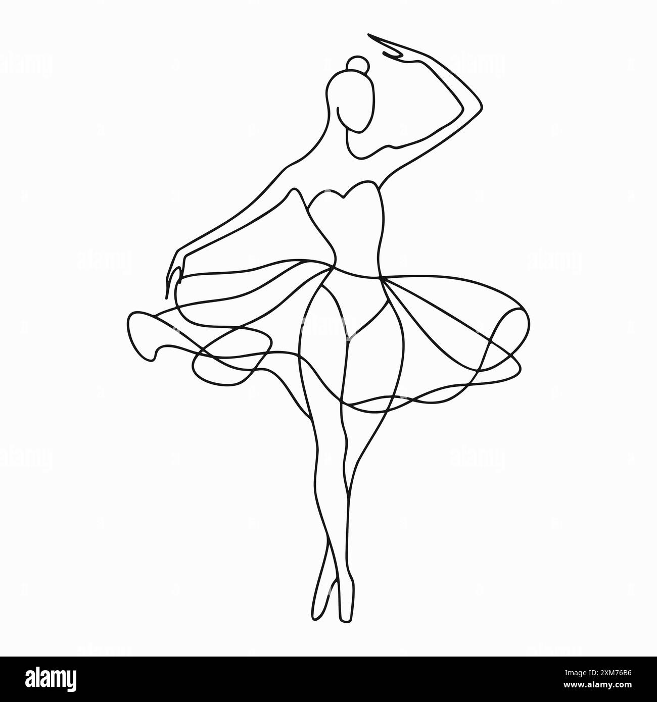 Dancing ballerina, line art. Outline female ballet dancer icon. Elegant ...