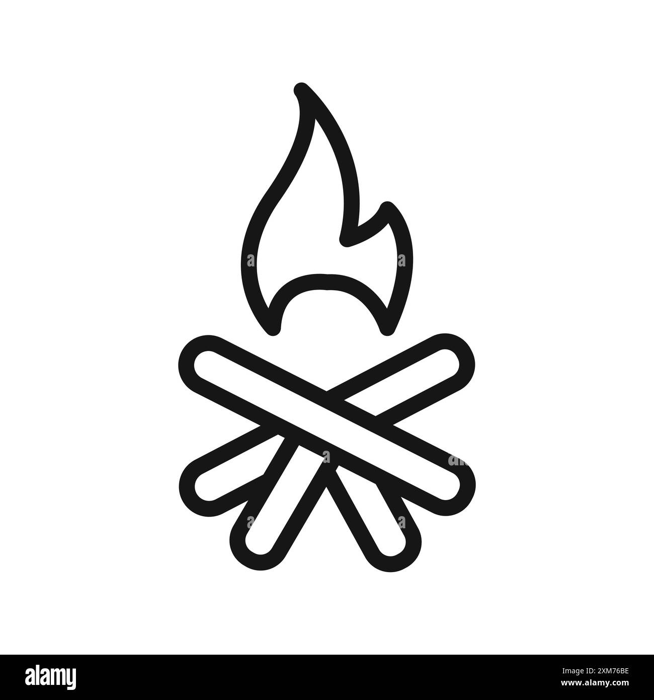 Campfire icon Black line art vector in black and white outline set ...