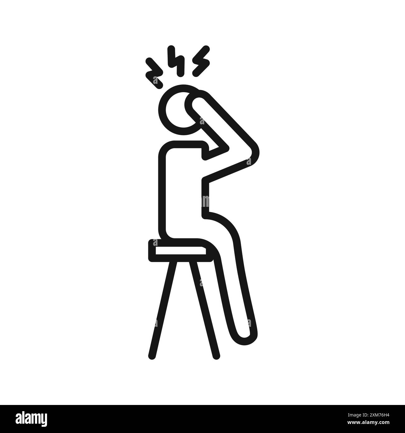 Depression icon Black line art vector in black and white outline set ...