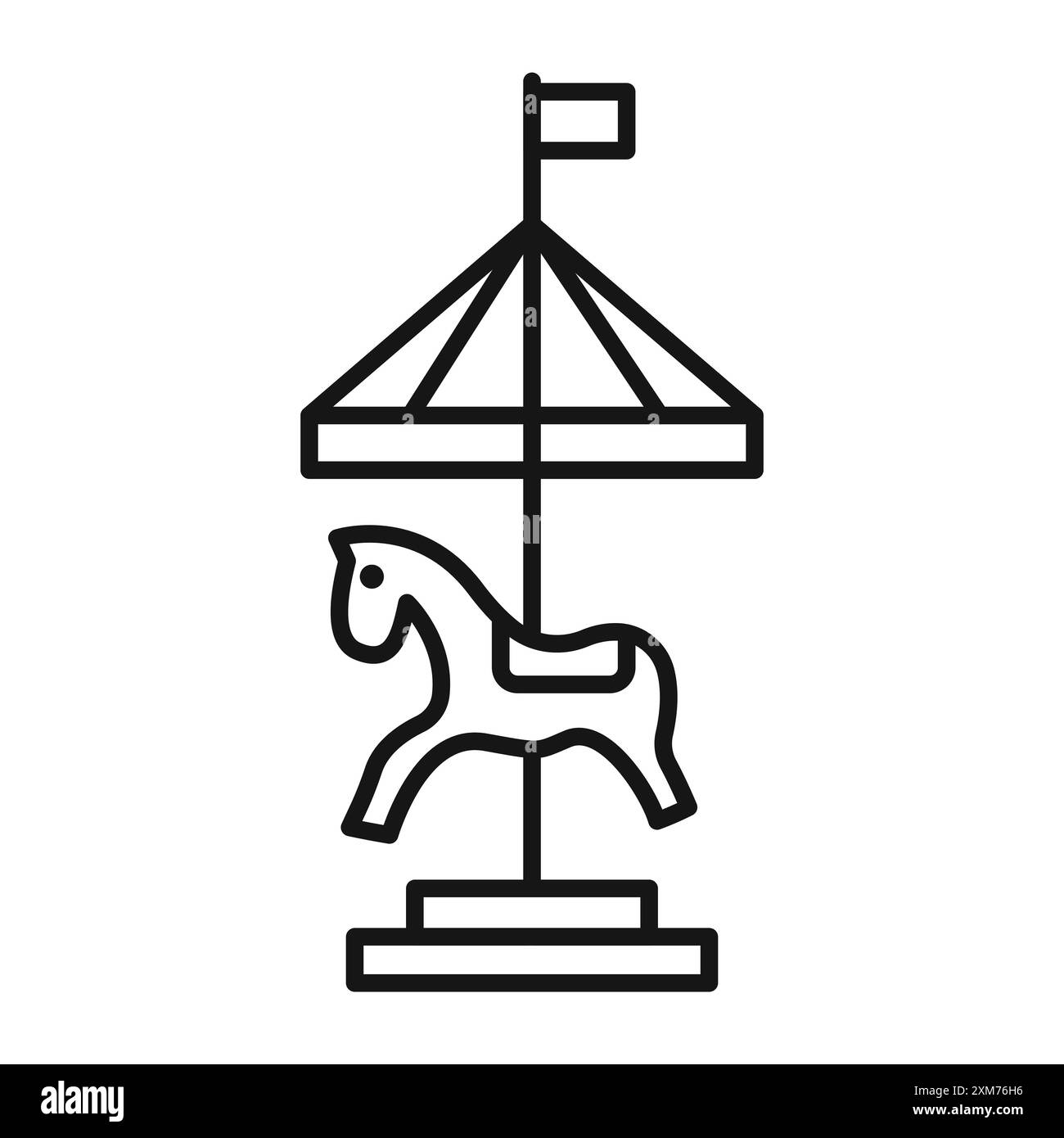 Carousel Icon Black Line Art Vector In Black And White Outline Set Collection Sign Stock Vector