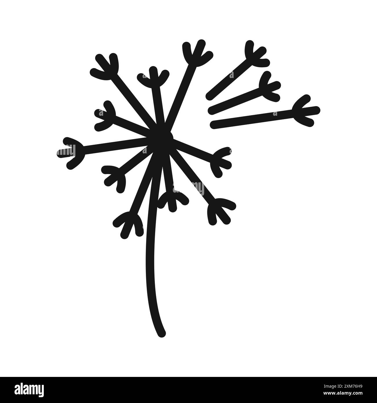 dandelion icon Black line art vector in black and white outline set ...