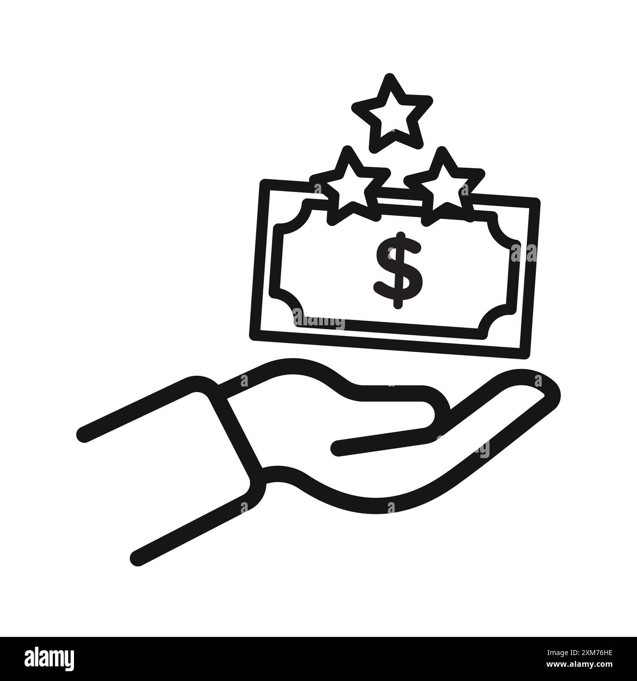 Cash bonus icon Black line art vector in black and white outline set ...
