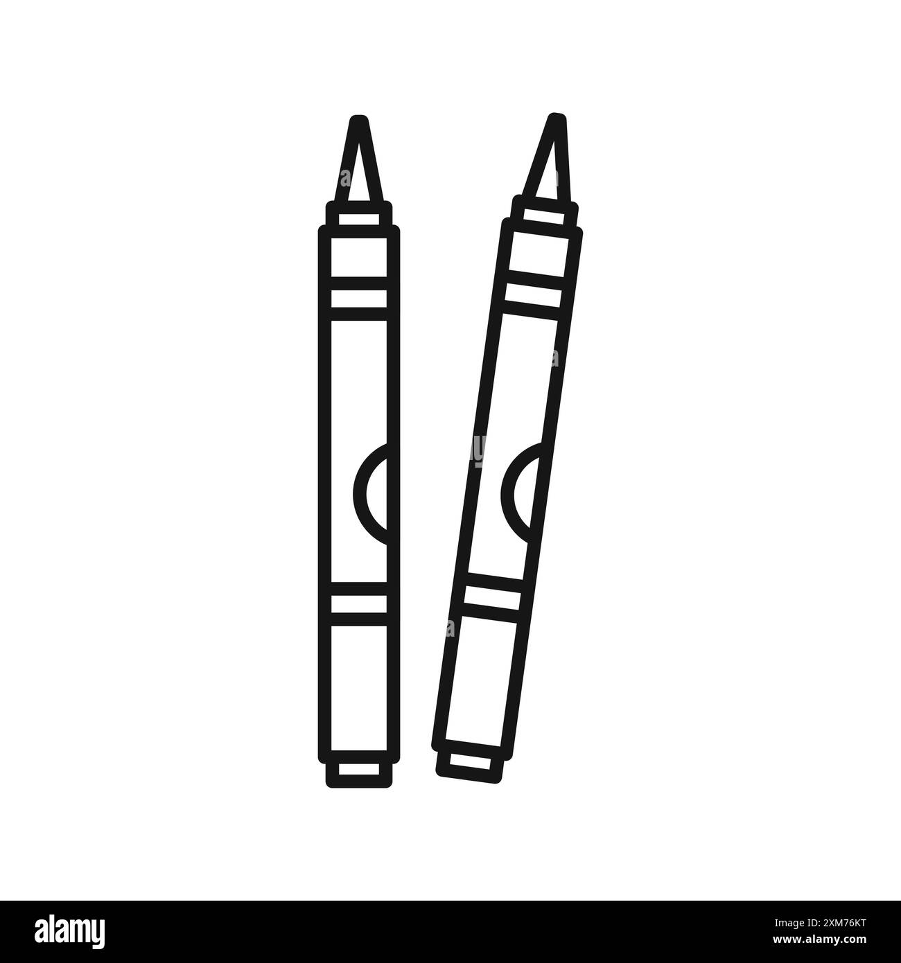 Crayons icon Black line art vector in black and white outline set collection sign Stock Vector ...